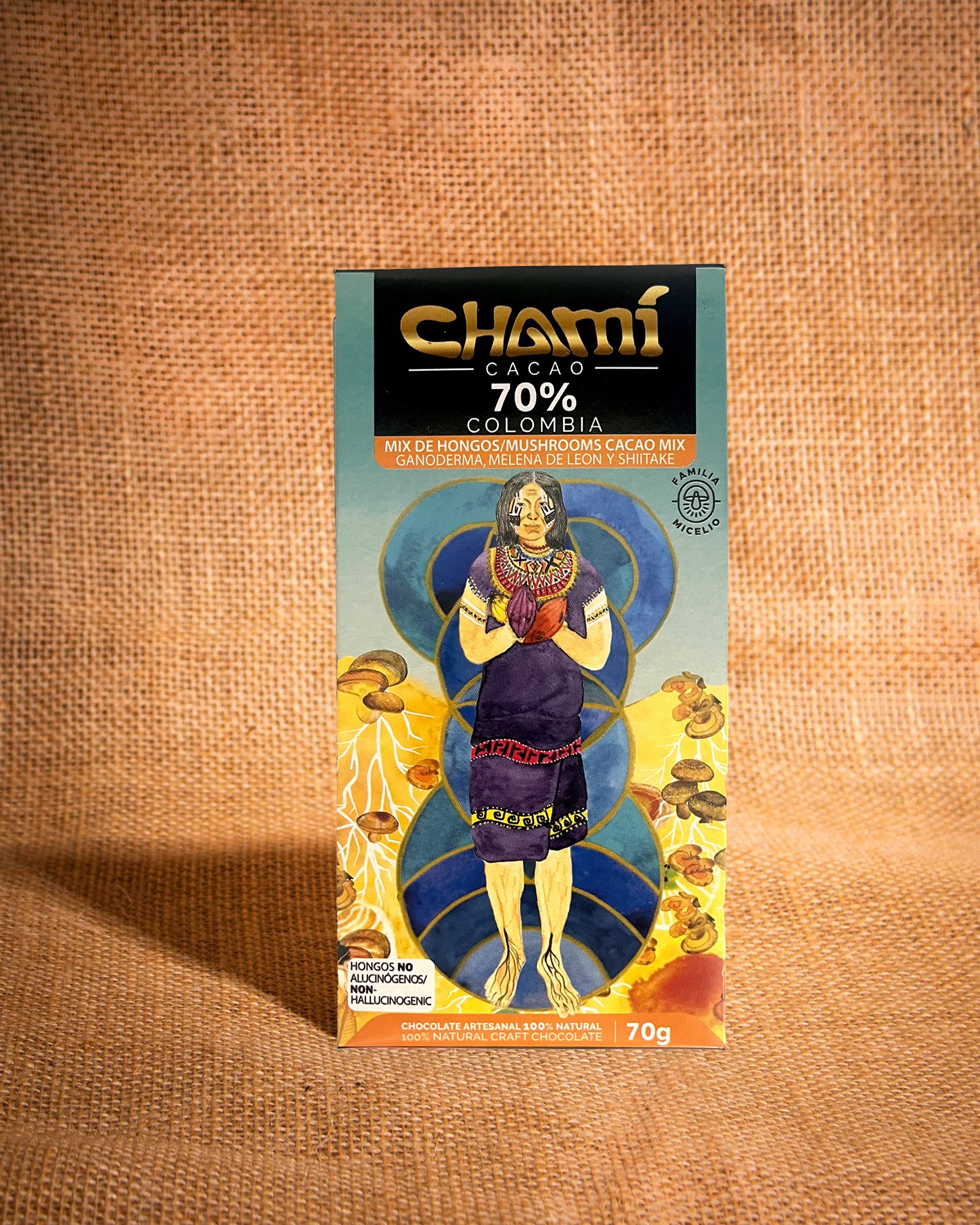 Barra de Chocolate al 70% con Mezcla de Hongos - Chami Cacao
